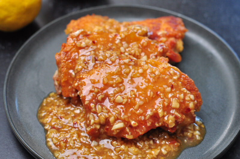 Honey Garlic Crispy Chicken Thighs - Kelly's Clean Kitchen
